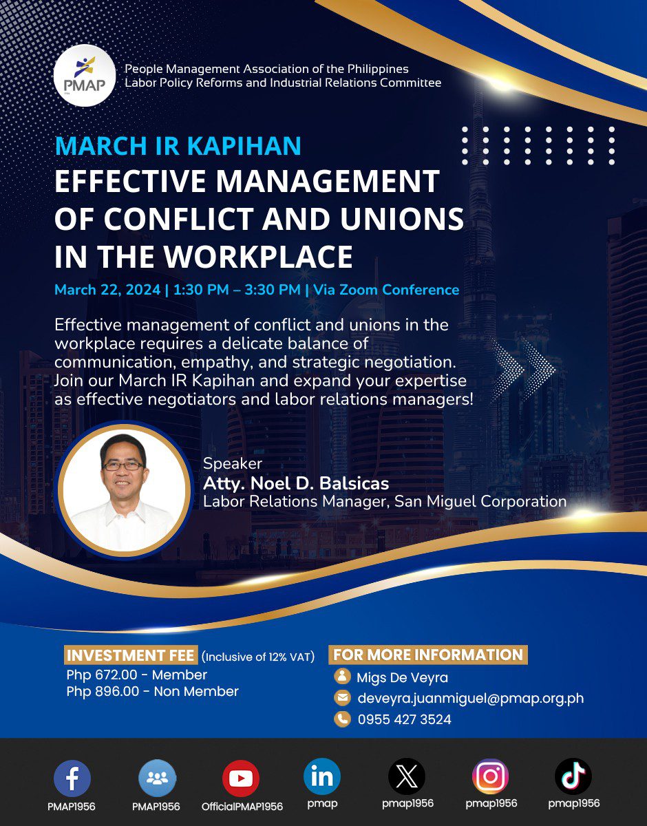 March IR Kapihan “Effective Management of Conflict and Unions in the ...